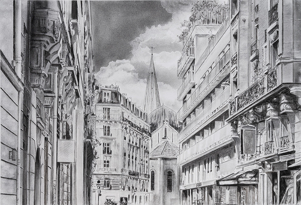 Miriam Innes | 'Building Facades, Paris' 75x90cm – Mitchell Fine Art